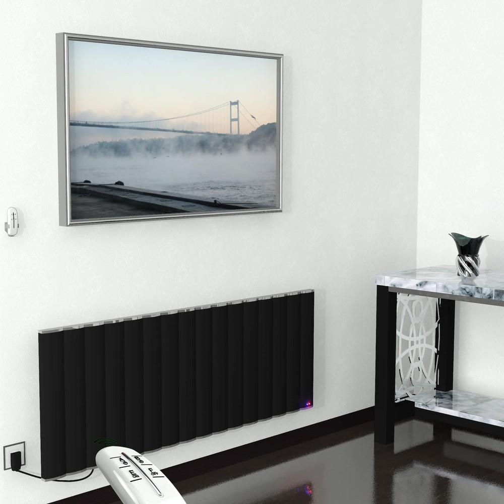 Electric Aluminium Radiator 1600 Watt 600x1600 Matt Black With Remote ...